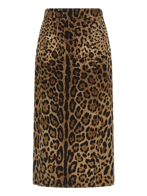 Dolce & Gabbana Leo' Animal Print Longuette Skirt - Brown