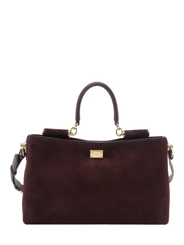 Dolce & Gabbana Medium Suede Vittoria Handbag - Red
