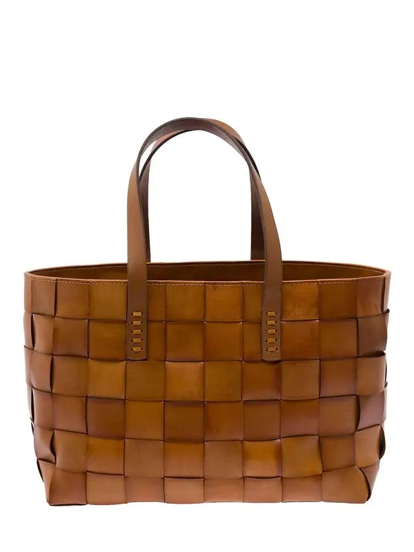 Dragon Diffusion Woven Leather Shopper Bag - Cream