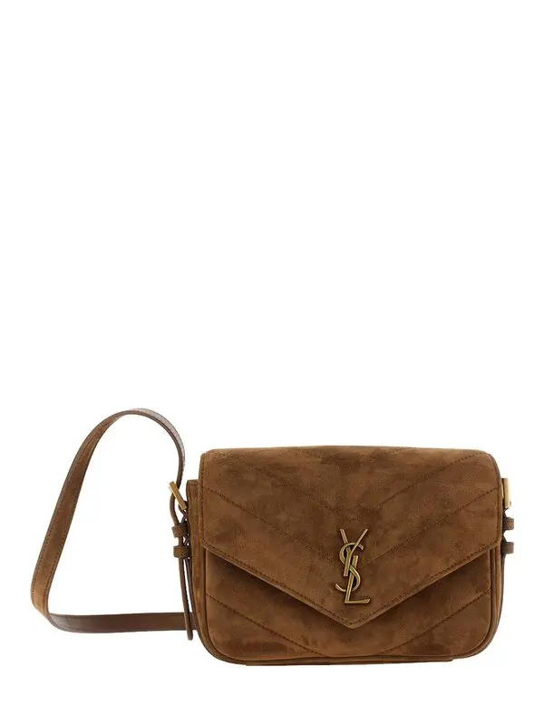 Saint Laurent Bo Loulou L Strao 7 Suede And Satin Calfskin Shoulder Bag - Brown