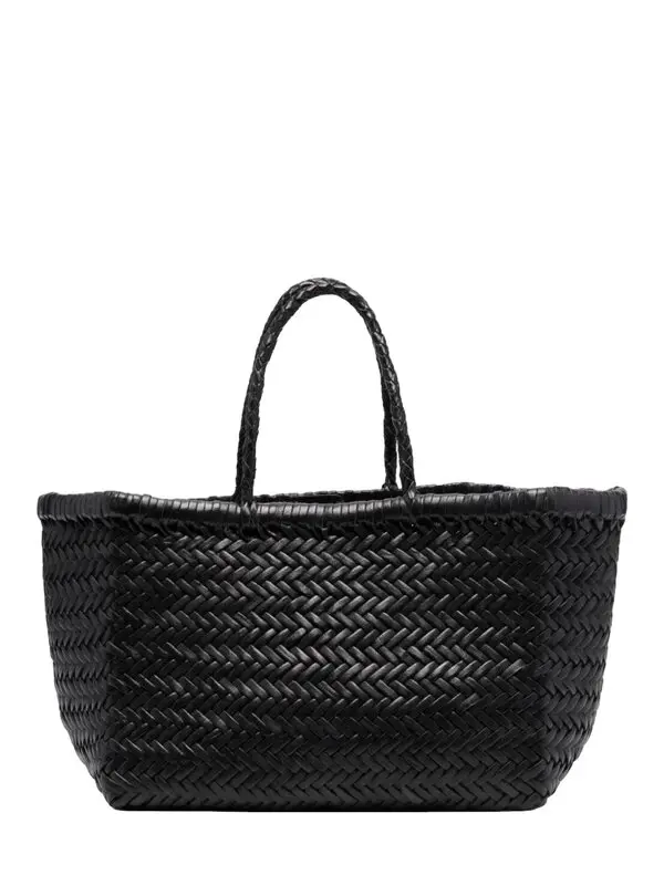 Dragon Diffusion Small Tote Bag 'triple Jump' In Woven Leather - Black