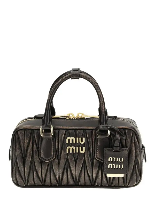 Miu Miu Arcadie Quilted Nappa Leather Satchel Handbag - Brown