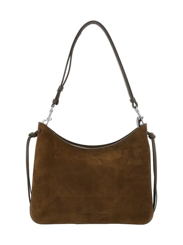 Phoebe Philo Medium Shoulder Bag With Adjustable Strap And Belt In Suede - Brown