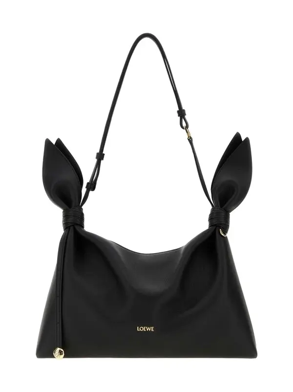 Loewe Leather Medium Scarf Shoulder Bag - Black