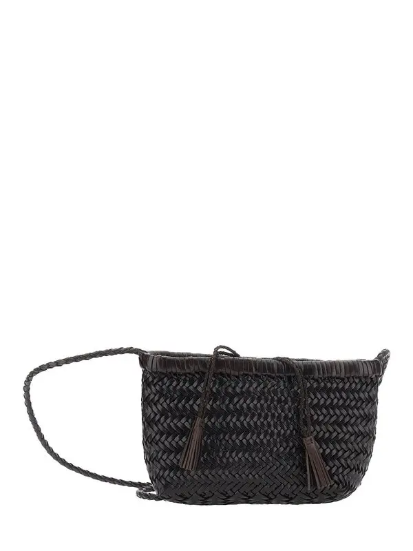 Dragon Diffusion Minsu' Crossbody Bag With Strap And Woven Motif In Leather For - Brown
