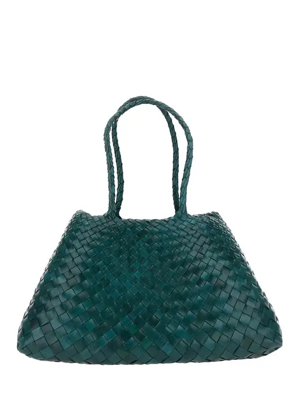Dragon Diffusion Santa Croce Large Woven Leather Shoulder Bag - Green