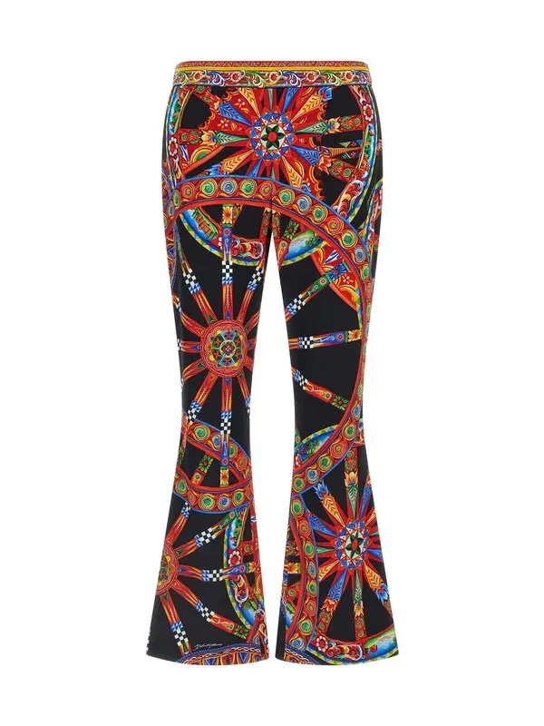 Dolce & Gabbana Carretto' Print Flared Pants - Multicolor