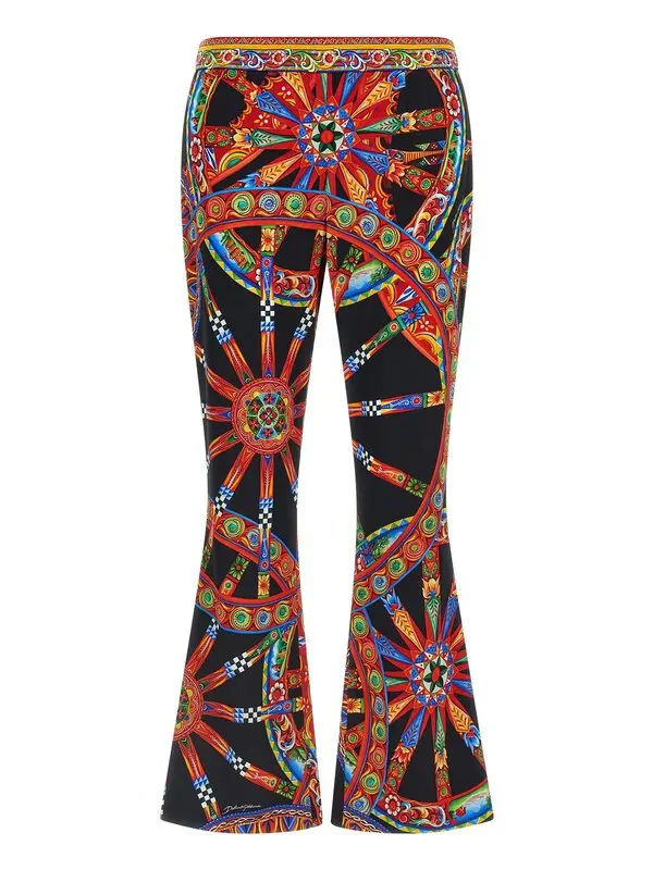 Dolce & Gabbana Carretto' Print Flared Pants - Multicolor