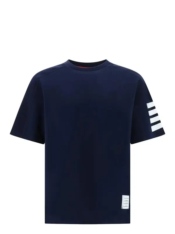 Thom Browne T-shirt With Horizontal Bands - Blue
