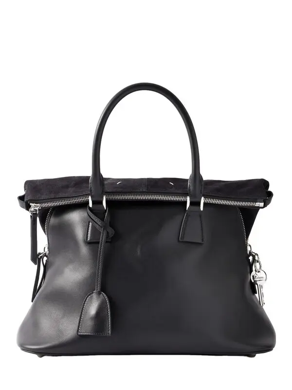 MAISON MARGIELA 5ac' Leather And Suede Tote - Gray