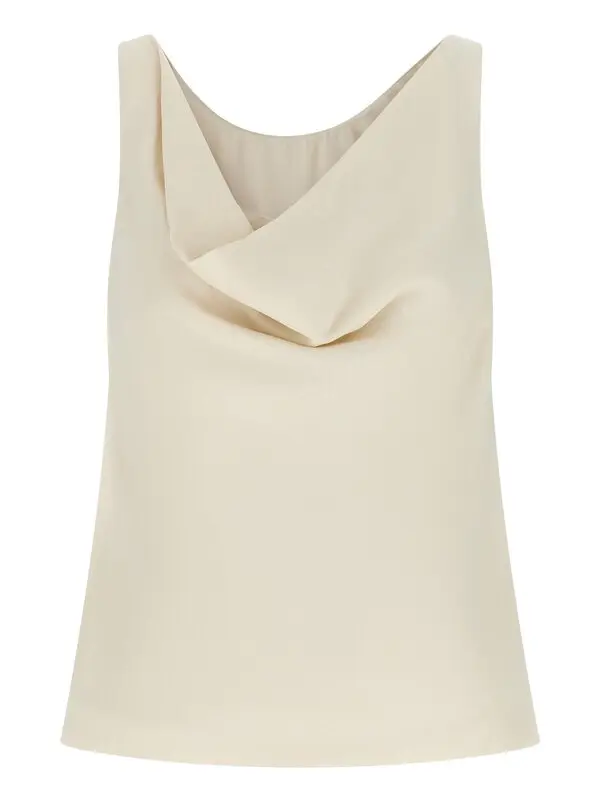 Brunello Cucinelli Sleeveless Draped Neck Top - White