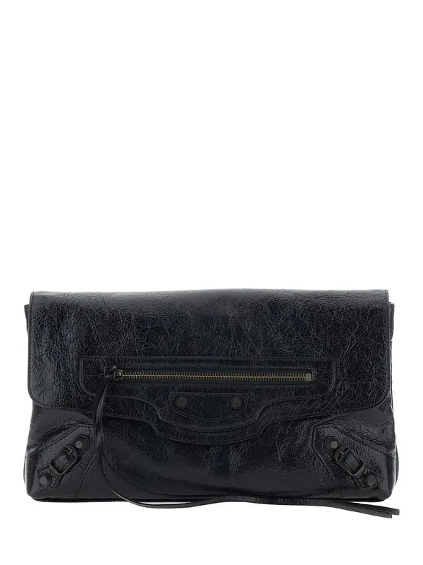 Balenciaga Le City Clutch In Leather - Black