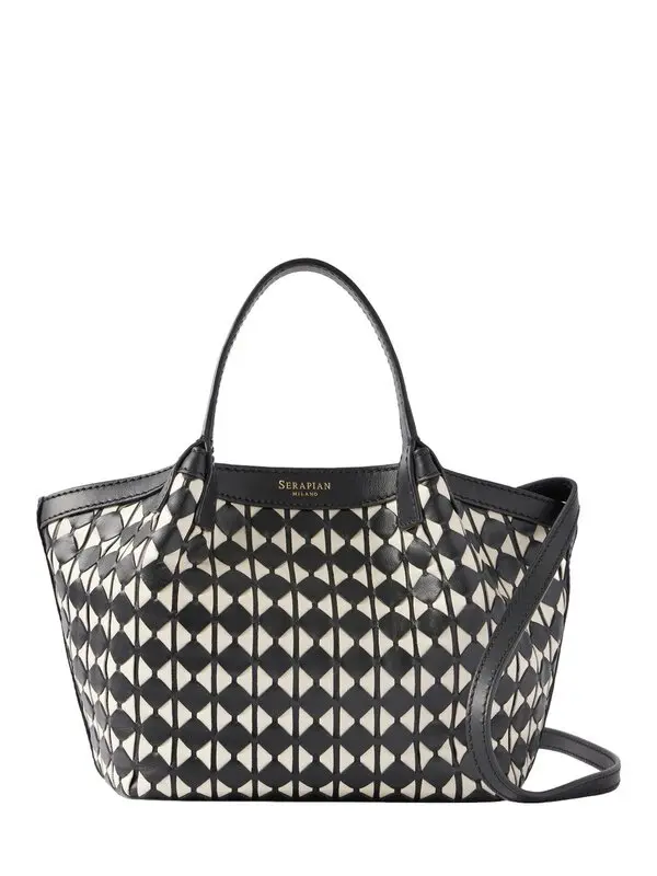 SERAPIAN Mosaico Leather Shoulder Bag - Black