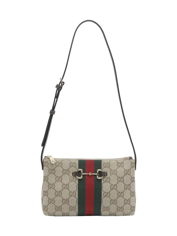Gucci Gg Fabric Crossbody Bag With Web Tape Detail - Cream