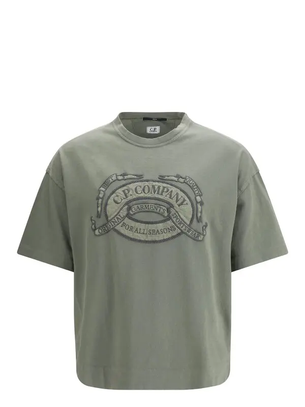C.P. COMPANY 20/1 Jersey Short Sleeve Boxy Logo T-shirt - Green