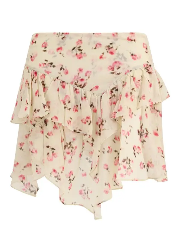 Isabel Marant Étoile Marant Lolita Flared Floral Ruffle Skirt - Cream