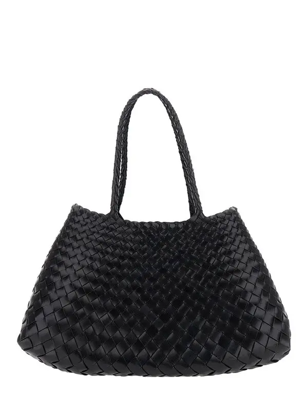 Dragon Diffusion Crossbody Bag 'santa Croce' With Two Top Handles And Intreccio Design In Leather For - Black