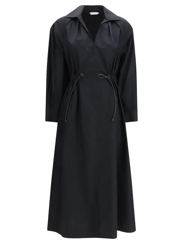 Max Mara Pedaggi Midi Dress In Cotton Poplin - Black
