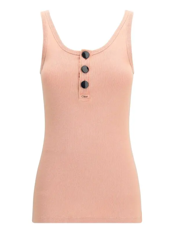 Chloé Fitted Henley Tank Top - Pink