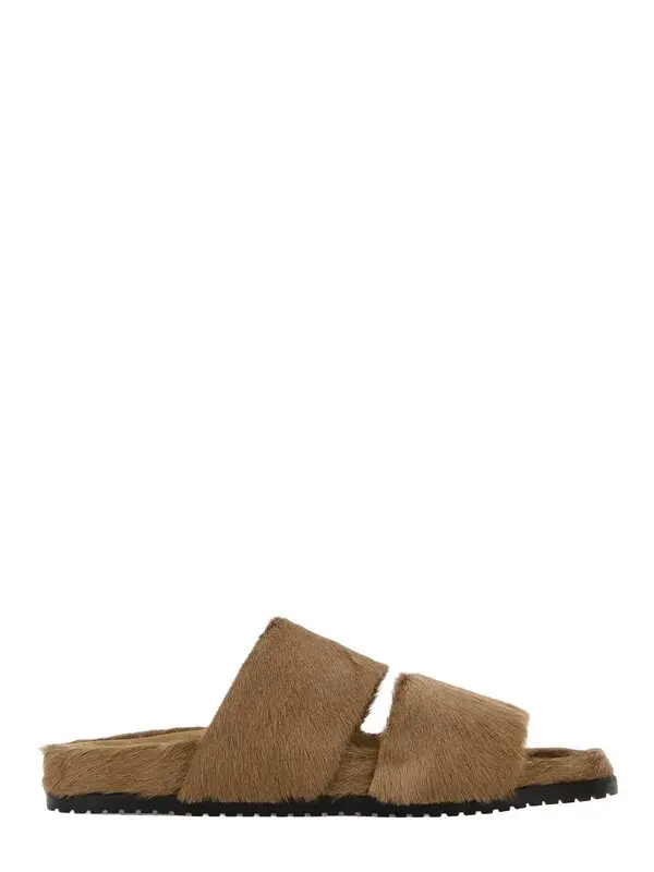 Dolce & Gabbana Camel Calf Hair Dg Casual Slippers - Brown