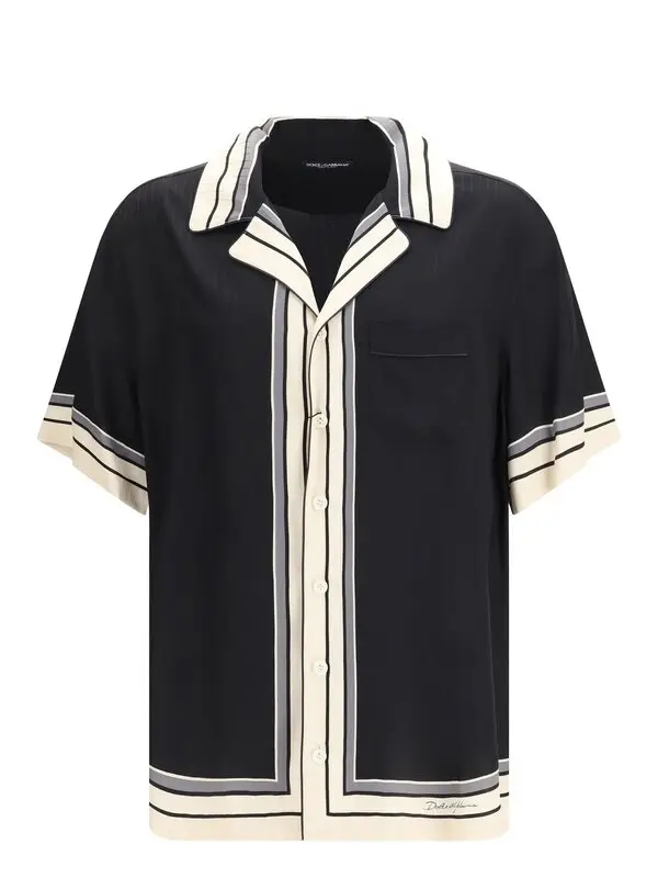 Dolce & Gabbana Hawaii Shirt With Logo And Striped Print - Multicolor