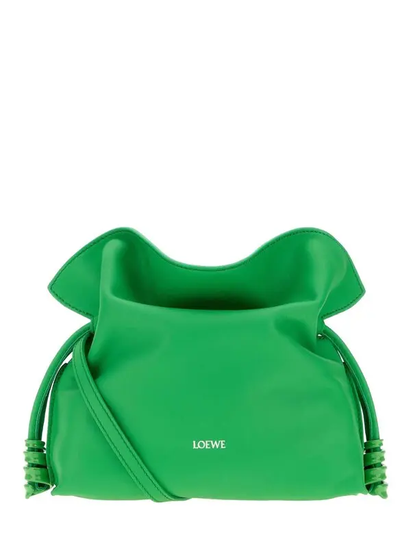 Loewe Grass Leather Mini Flamenco Clutch - Green