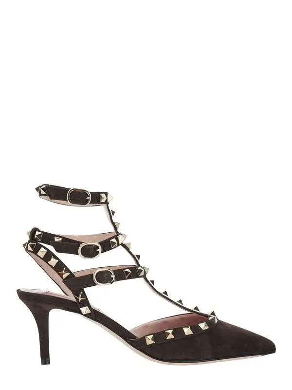 Valentino Garavani Suede Rockstud Pumps With Ankle Strap - Multicolor