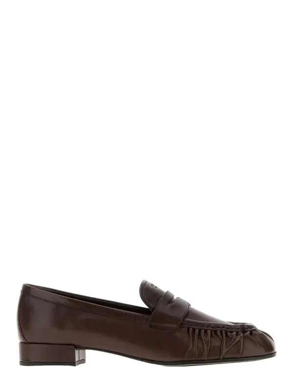 Prada Dark Leather Loafers - Brown
