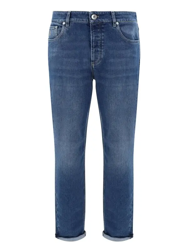Brunello Cucinelli Straight Leg Jeans With Button Closure - Blue