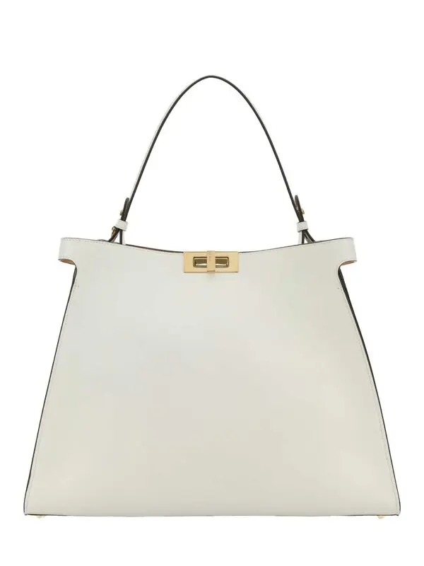 Fendi Ivory Leather Large Way Shopping Bag - White