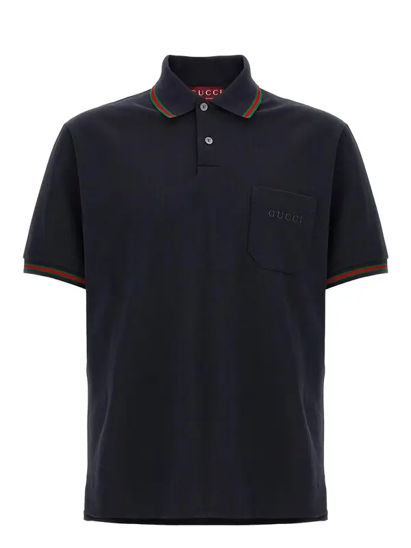 Gucci Nastro Web' Polo Shirt - Blue