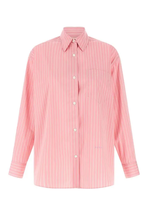 Marni Striped Oversized Cotton Blend Shirt - Pink