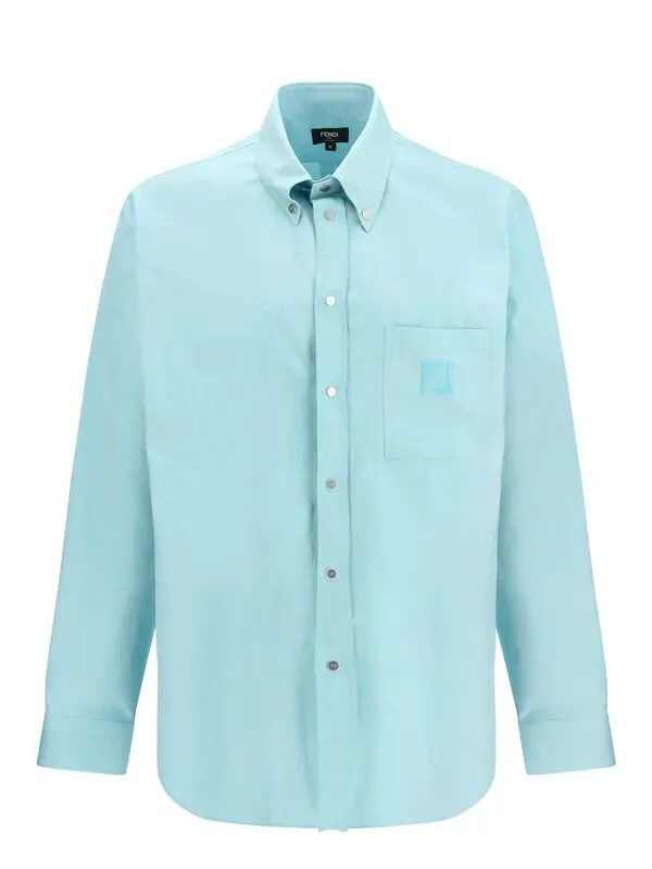 Fendi Oxford Cotton Shirt - Blue