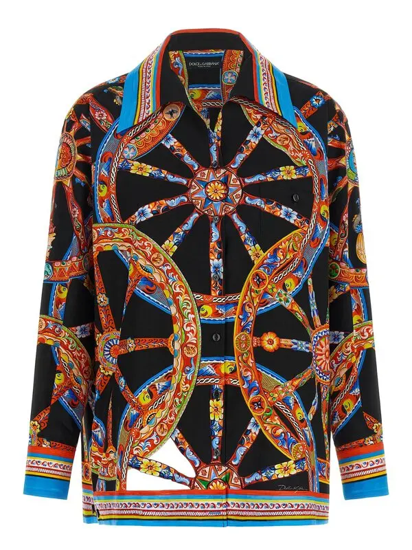 Dolce & Gabbana Carretto" Print Cotton Poplin "hawaii" Shirt - Multicolor