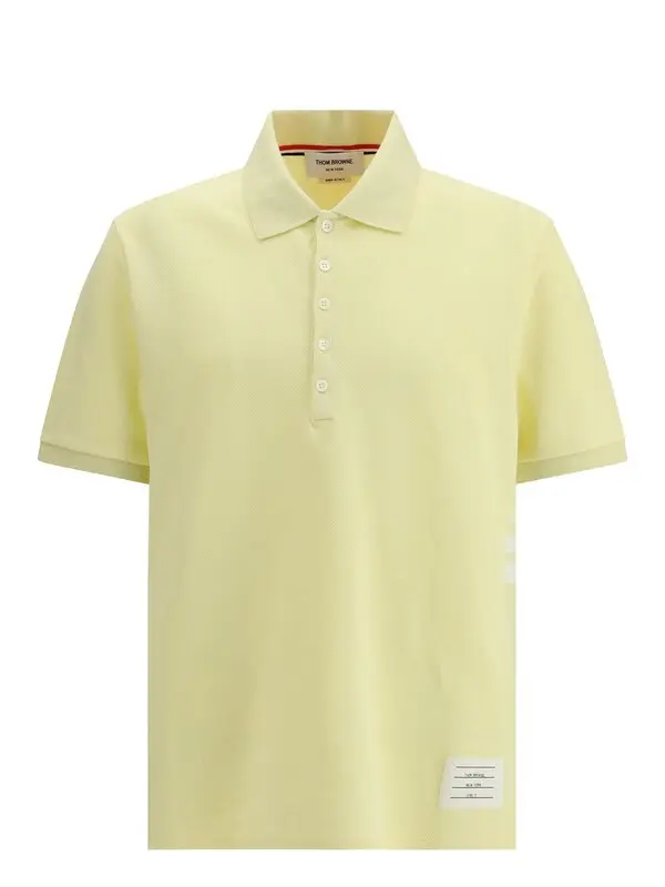 Thom Browne Polo With Iconic Bands - Yellow