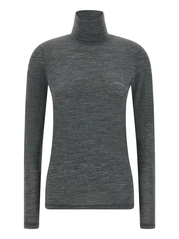 JIL SANDER High Neck Long Sleeve T-shirt - Gray