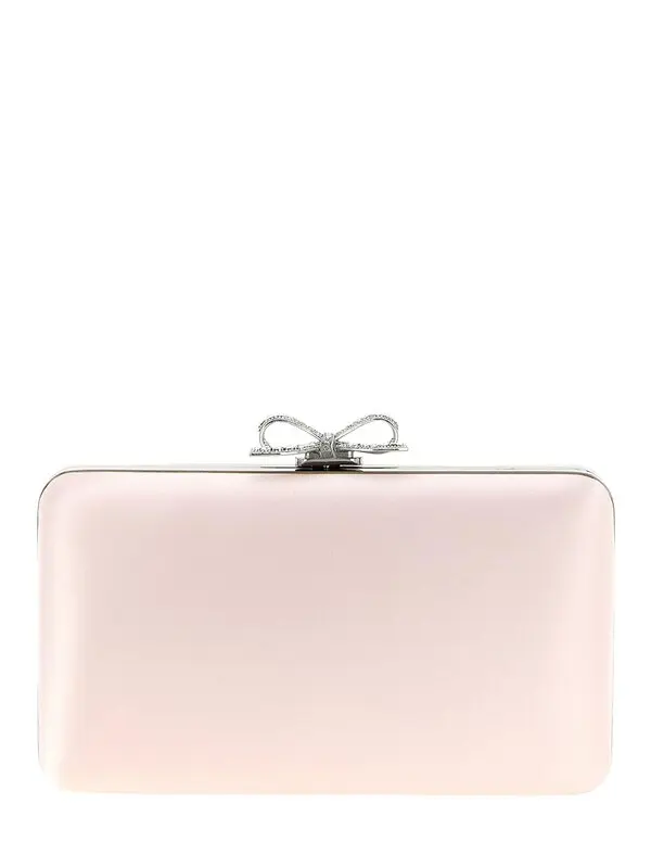 SELF-PORTRAIT Satin Clutch With Jewel Bow Detail - Pink