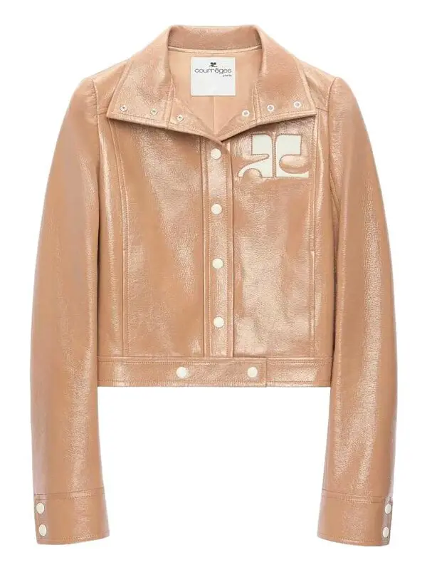 COURREGES Re-edition Cropped Vinyl Jacket - Brown