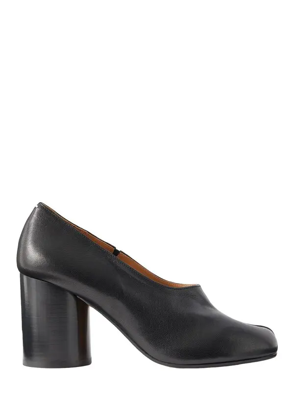MAISON MARGIELA Tabi 80 Leather Block Heel Pumps - Black