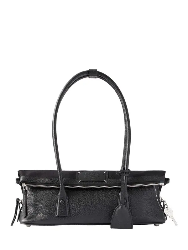 MAISON MARGIELA East West Canvas-trimmed Leather Shoulder Bag - Black