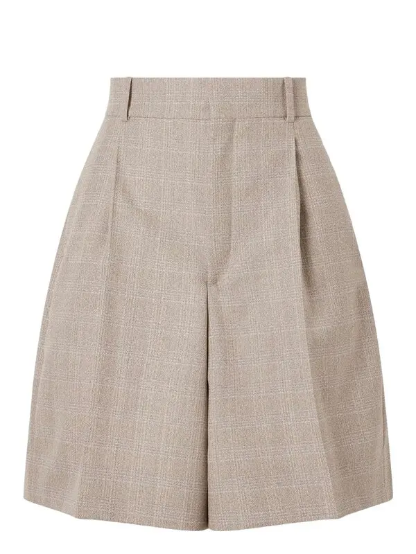 Bottega Veneta Prince Of Wales Wool Knee-length Shorts - Gray