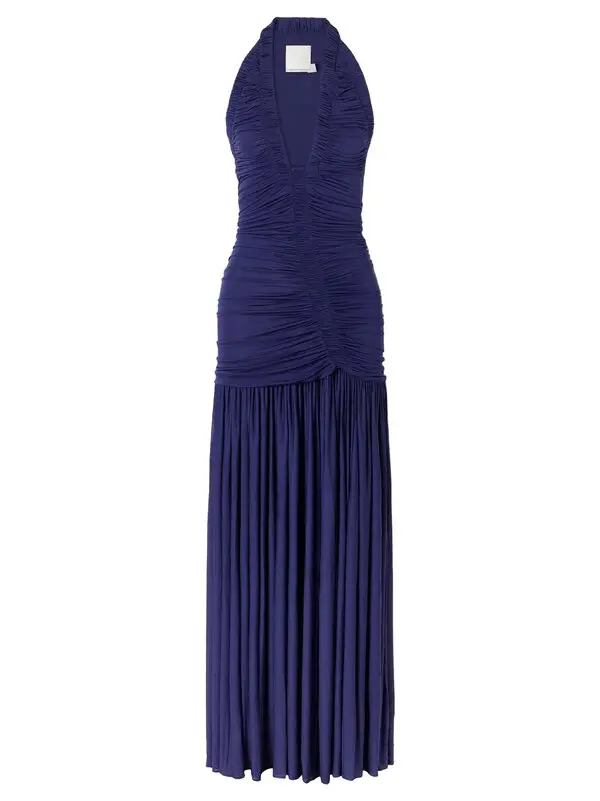 Christopher Esber Orion Gathered Jersey Gown - Indigo