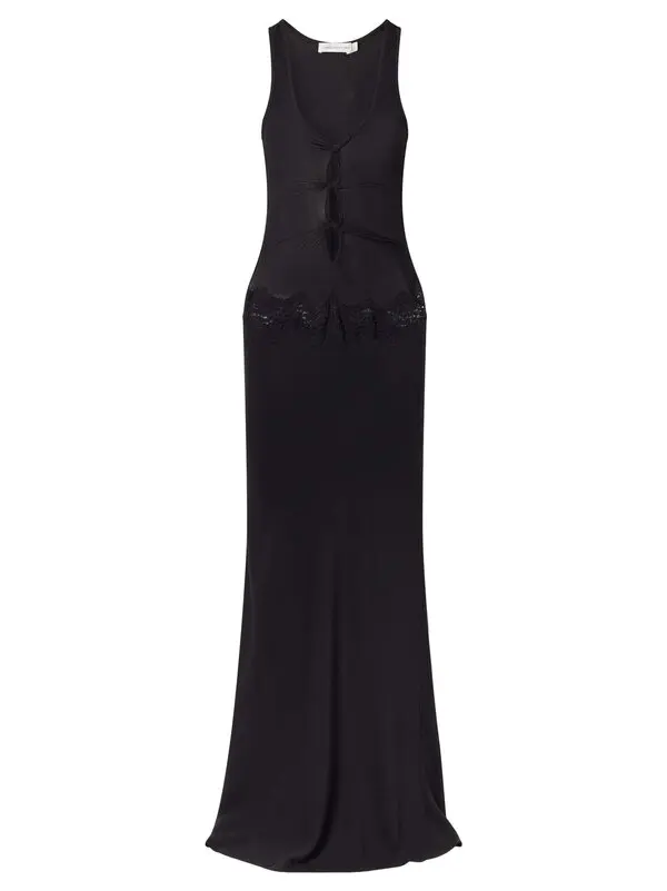 Christopher Esber Verner Cut-out Ribbed-detail Lace-trimmed Jersey Midi Dress - Black