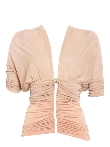 Elisabetta Franchi Two-tone Gathered Plunge Top - Blush