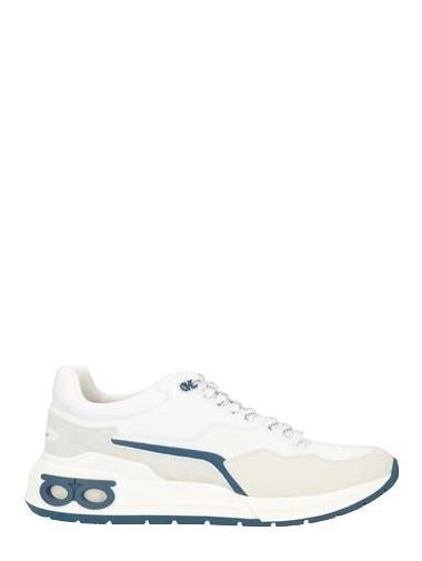 FERRAGAMO Sneakers Size Calfskin, Textile Fibers - White