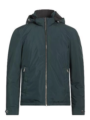 MOORER Dark Polyester Hooded Jacket With Down Padding - Green