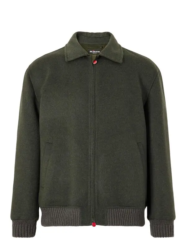 Kiton Brushed Wool And Cashmere-blend Blouson Jacket - Green