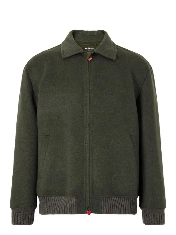 Kiton Brushed Wool And Cashmere-blend Blouson Jacket - Green