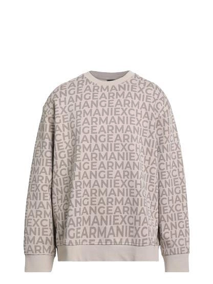 Armani Exchange Cotton Sweatshirt With All-over Logo Print - Beige
