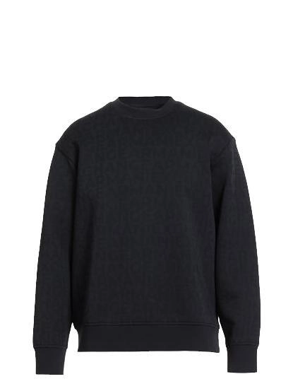 Armani Exchange Cotton Sweatshirt With All-over Logo Print - Navy